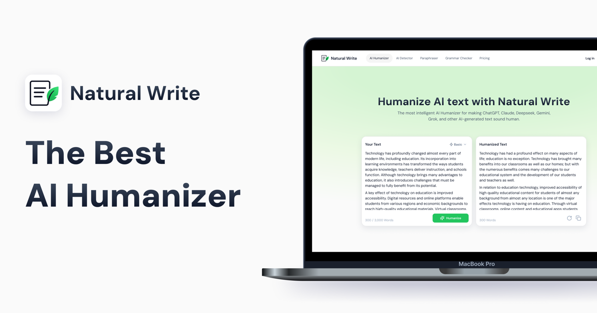 AI Humanizer tool by Natural Write: Bypass AI Detectors