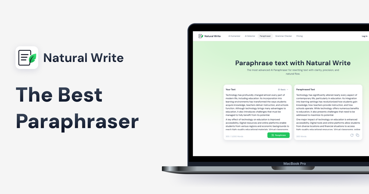AI Paraphrasing Tool by Natural Write